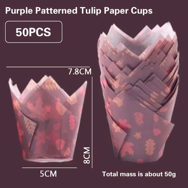 50 шт. бумажных формочек для кексов в форме тюльпана, маслостойкие вкладыши для выпечки кексов, инструменты для украшения кексов, формочки для кексов.