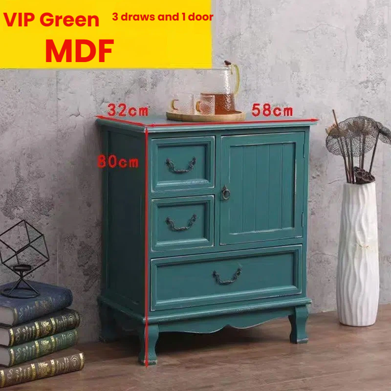 Комод, ретро, для дачи/дома, массив дерева/фанера, 58 x 32 x 67 см，Вип-зеленый