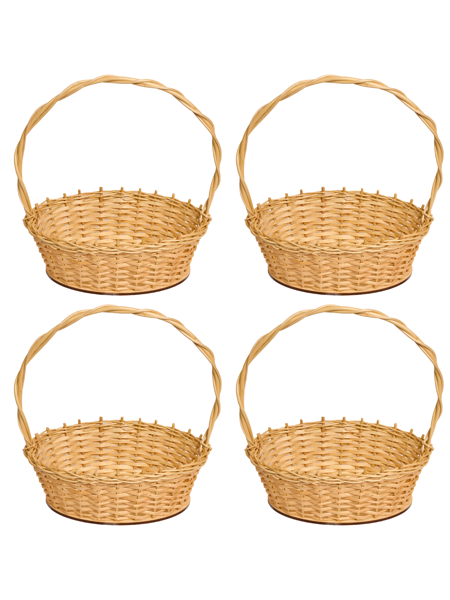 Корзина овальная подарочная, набор 4 штуки, 22х32х10 см, высота с ручкой 35 см