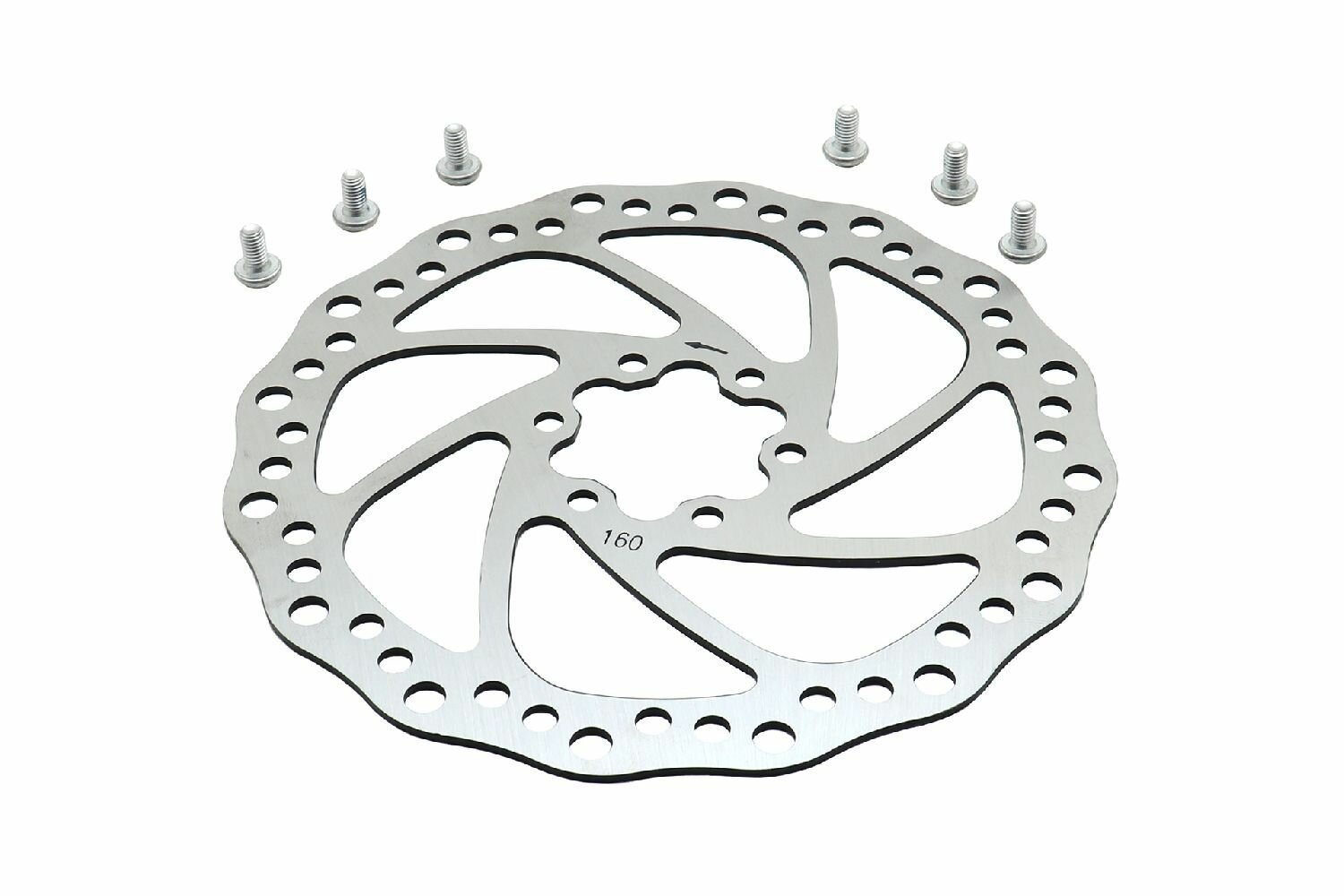 Диск тормозной вело 160 мм 6 отв, диаметр крепл. винтов 44 мм