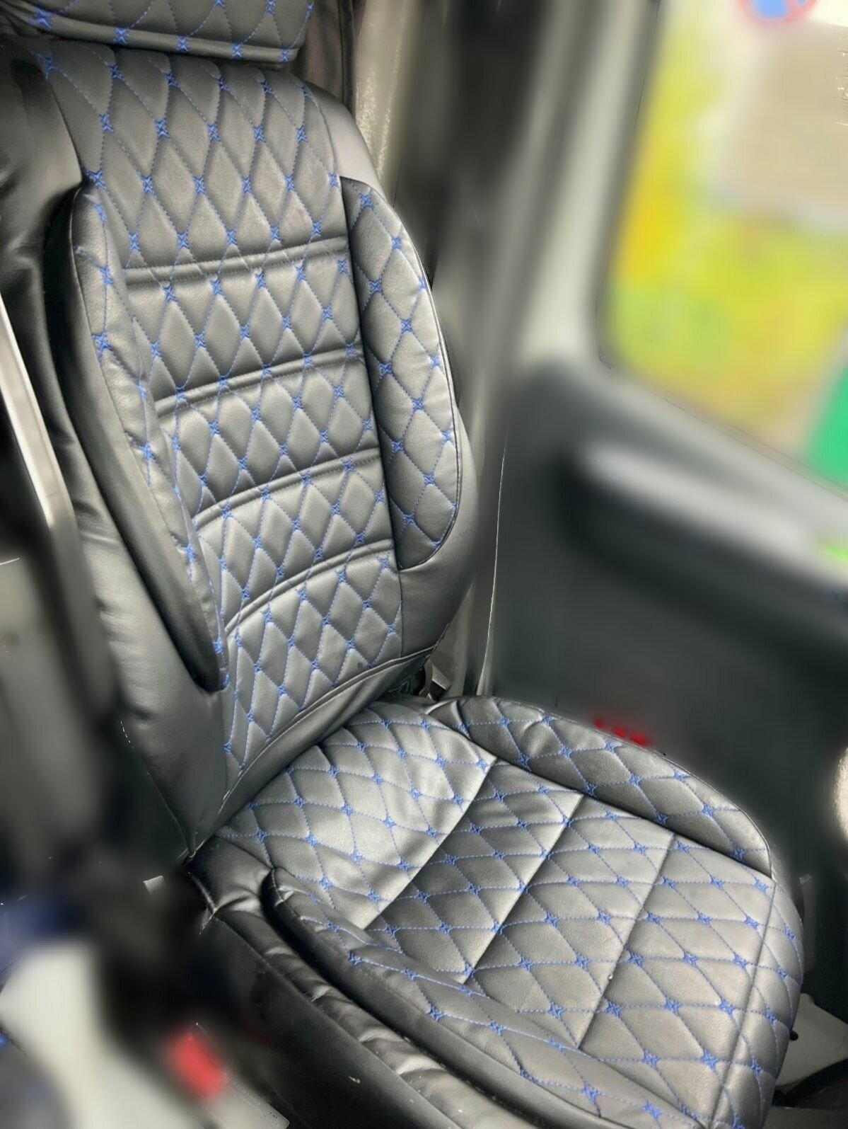 Чехол на водительское сиденье для автомобилей ГНекст, эко-кожа, с поддержкой, синий