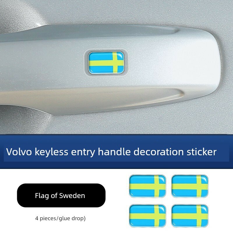 Наклейка для ручки двери Volvo с шведским флагом, 4 шт. для интерьера автомобиля