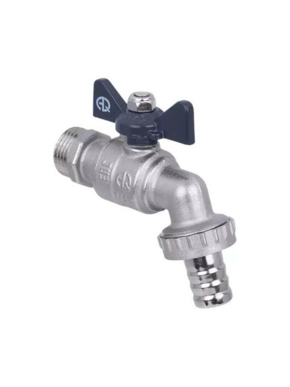 Кран водоразборный 1/2', латунь, со штуцером, ручка-бабочка, AquaLink