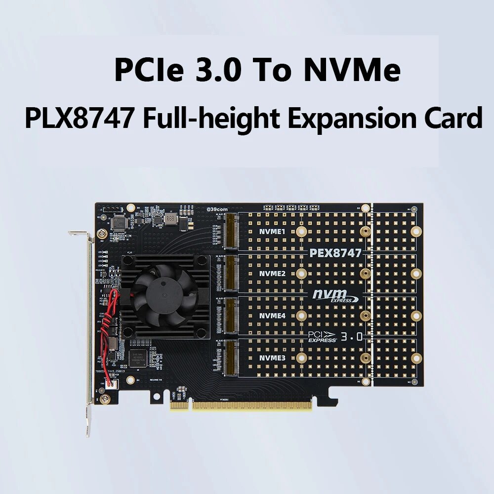 PCIe 3.0 NVMe PLX8747 Full-height Райзер