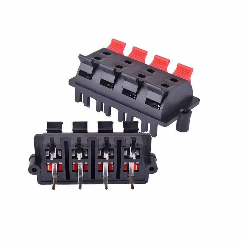 Разъем терминал аудио квадратный 50х30 мм для корпуса сабвуфера, колонки, акустики 8 контактов