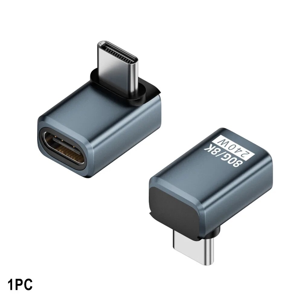 USB-C адаптер 8K 60 Гц 240 Вт, серый, с вертикальным изгибом