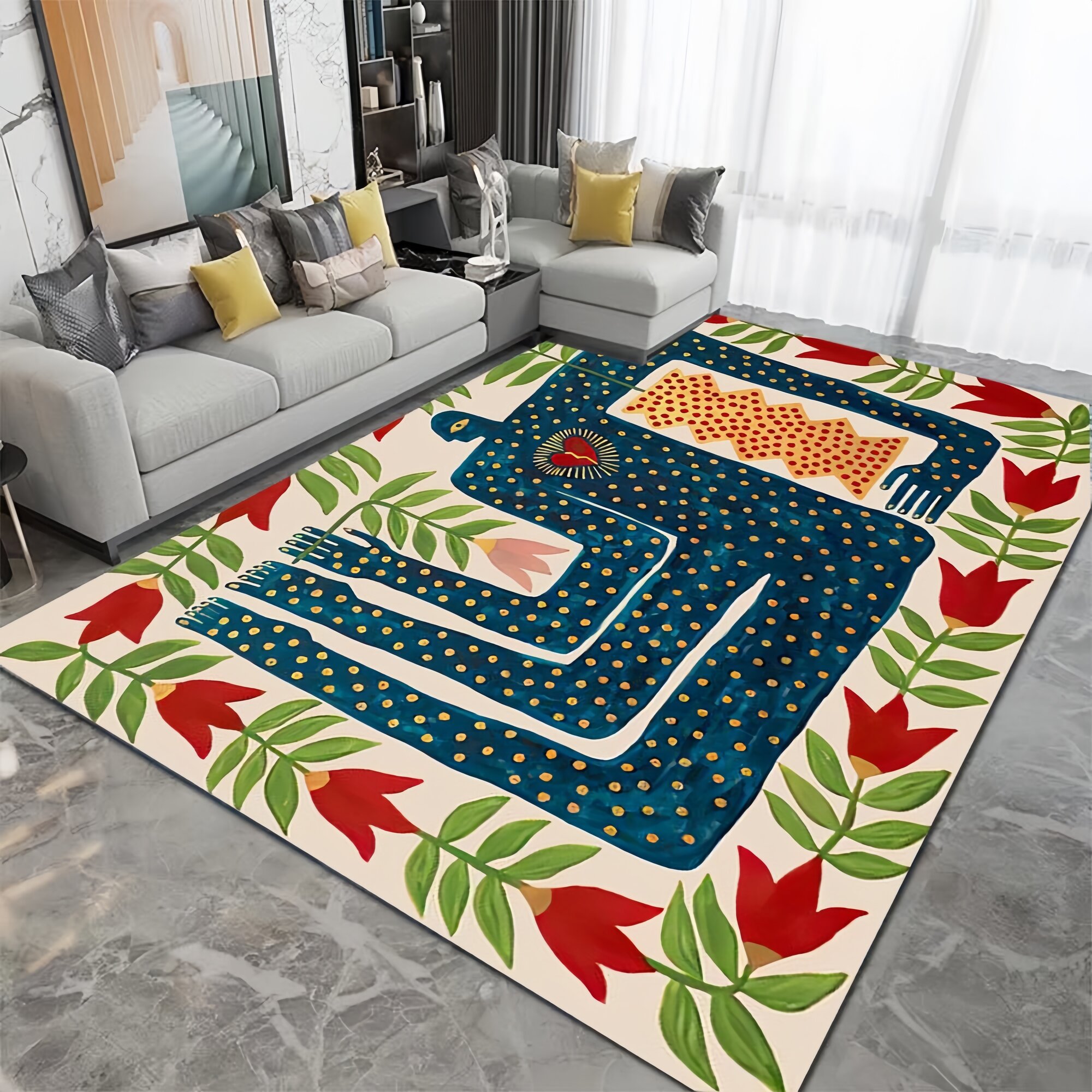 Ковер " античный абстрактный", 120х160см, синий, прямоугольный