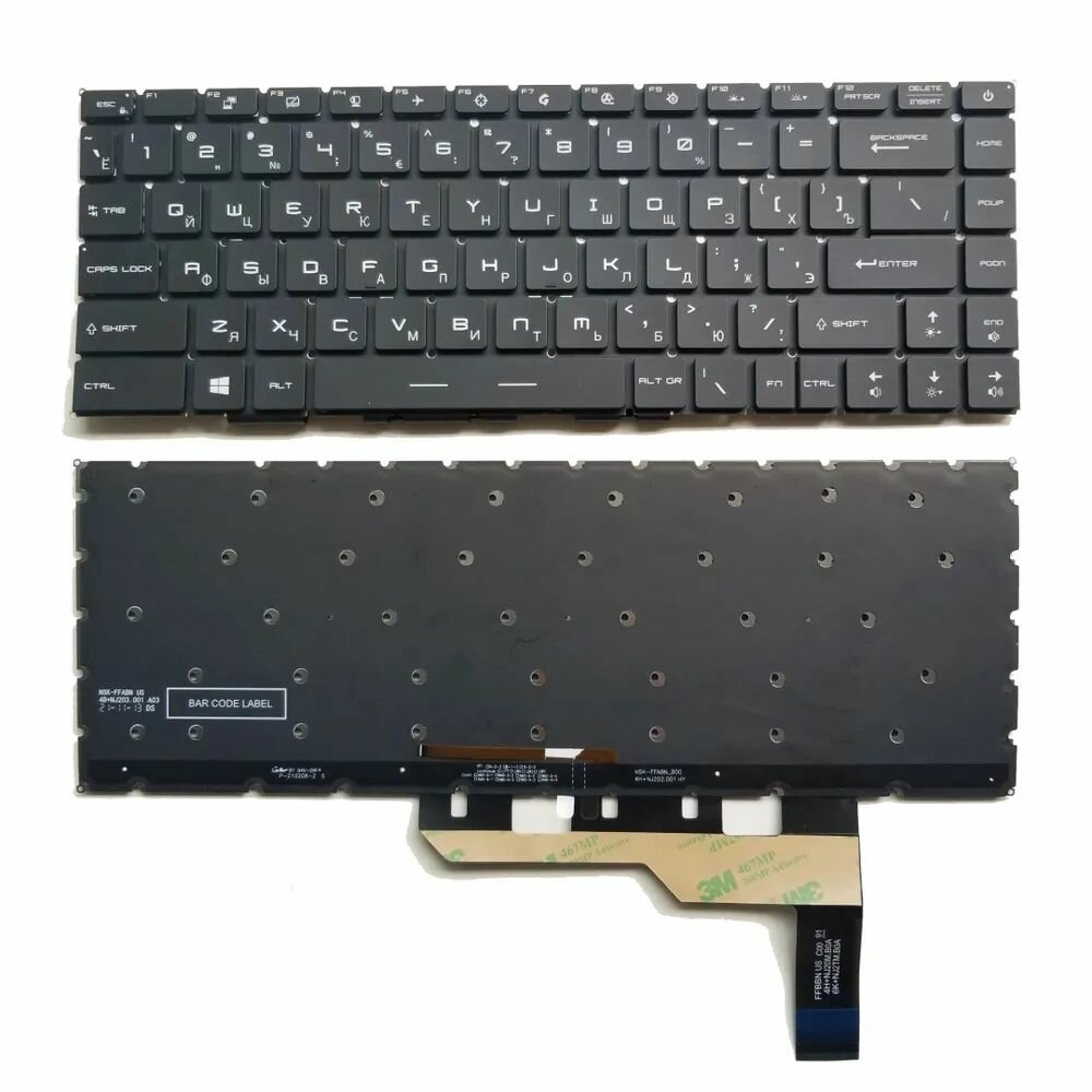 Новая клавиатура для (Черный) MSI GP66 Leopard 11UG 10UG 11UH , GE66 Raider 10SE 10SGS 10SFS 10UH 12UGS 11UH 10SF 10UG 12UHS / GS66 Stealth 12UGS 12UHS 10UH с подсветкой