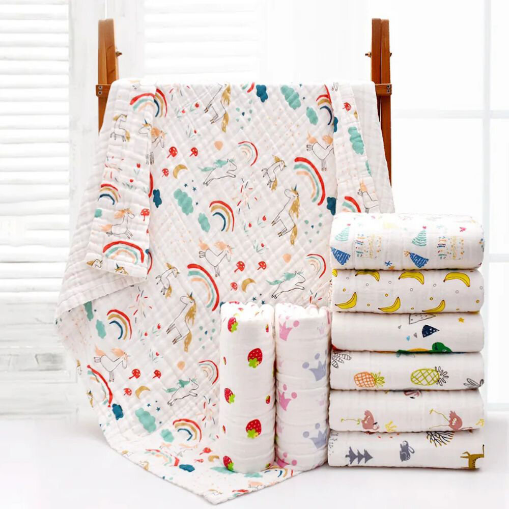 Хлопковое банное полотенце для младенцев (для мальчиков и девочек), полотенце-одеяло для новорожденных, банный халат (4 слоя), марлевая салфетка, пеленка для младенца.