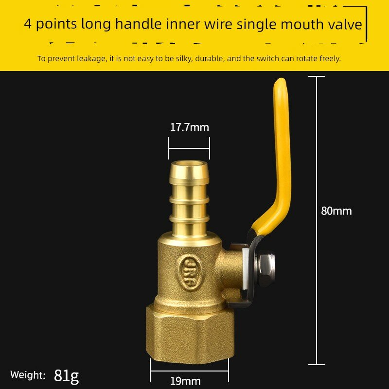 Газовый кран бытовой, утолщенный, трехходовой, 1/2 дюйма, латунный, для природного газа, прочный шаровой кран