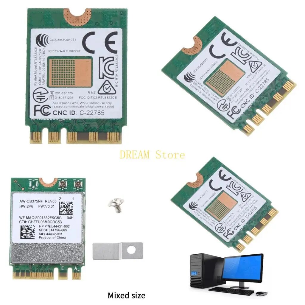 Двойная сетевая карта Mini PCIE RTL8822CE BT5.1 2.4/5 ГГц 1200M WLAN WIFI CARD Беспроводная сетевая адаптер WiFi Адаптер лучшая