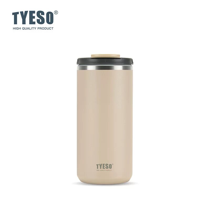 TYESO термос из нержавеющей стали 304, цвет светло-бежевый, 600 мл - герметичная крышка, портативный для кофе и чая