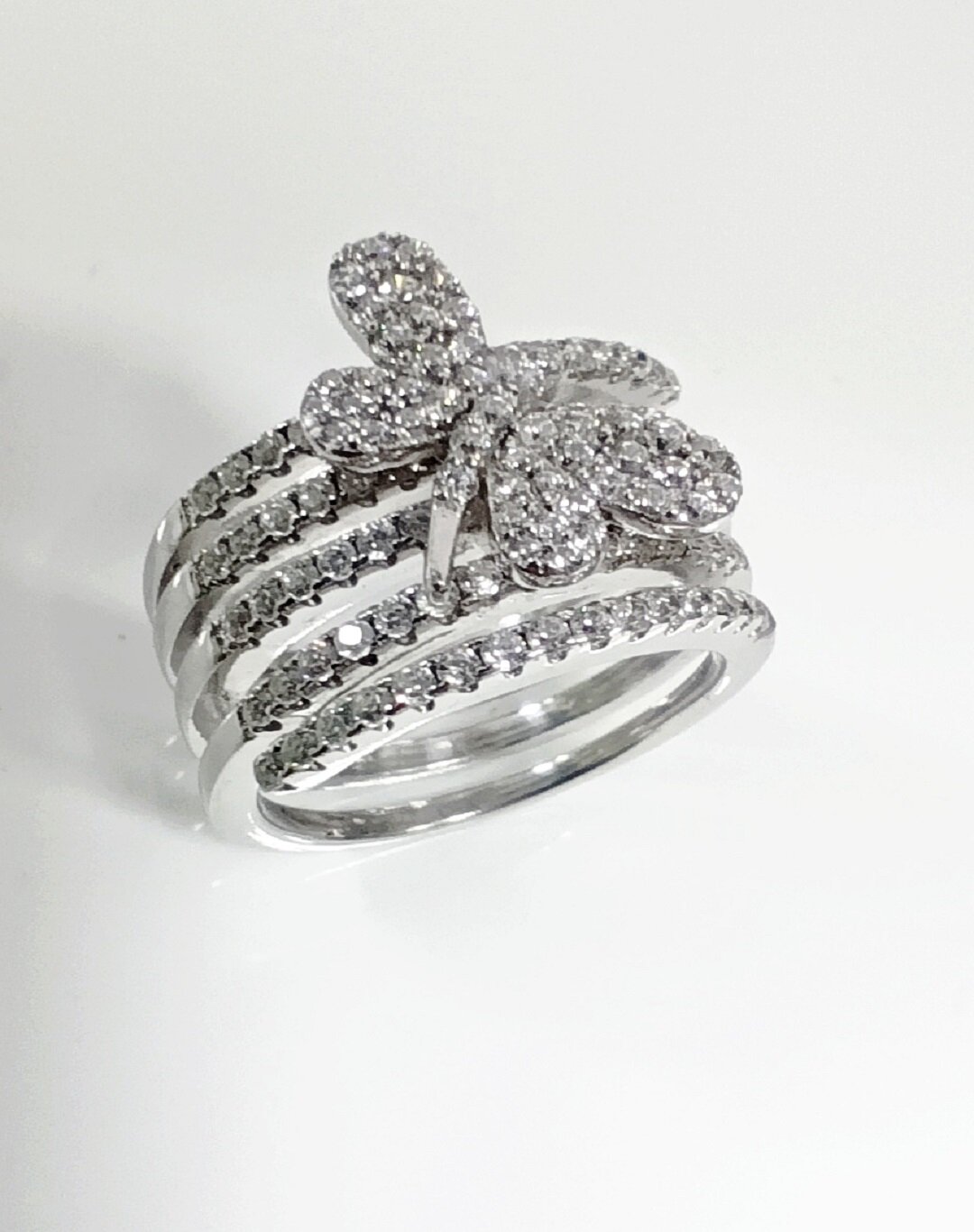 Перстень, серебро, 925 проба, родирование, фианит