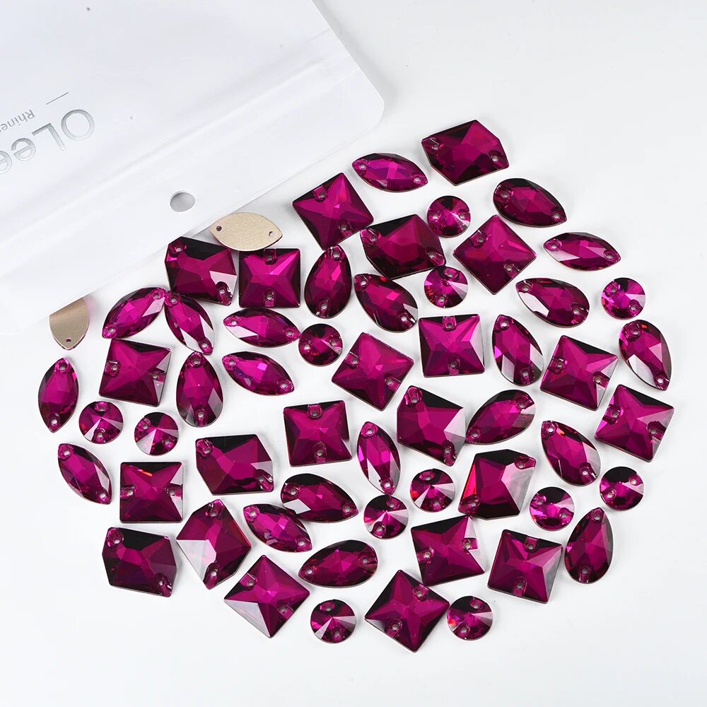 Стразы стеклянные Fuchsia, Oleeya