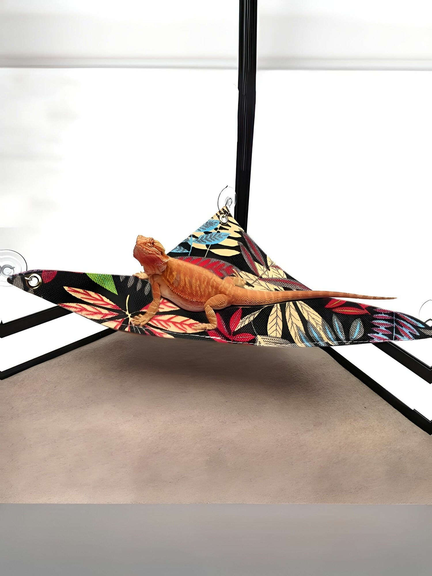 LAMIRO Гамак-качели для рептилий с присосками Лежак и лестница для бородатых агам, гекконов и змей, Черный