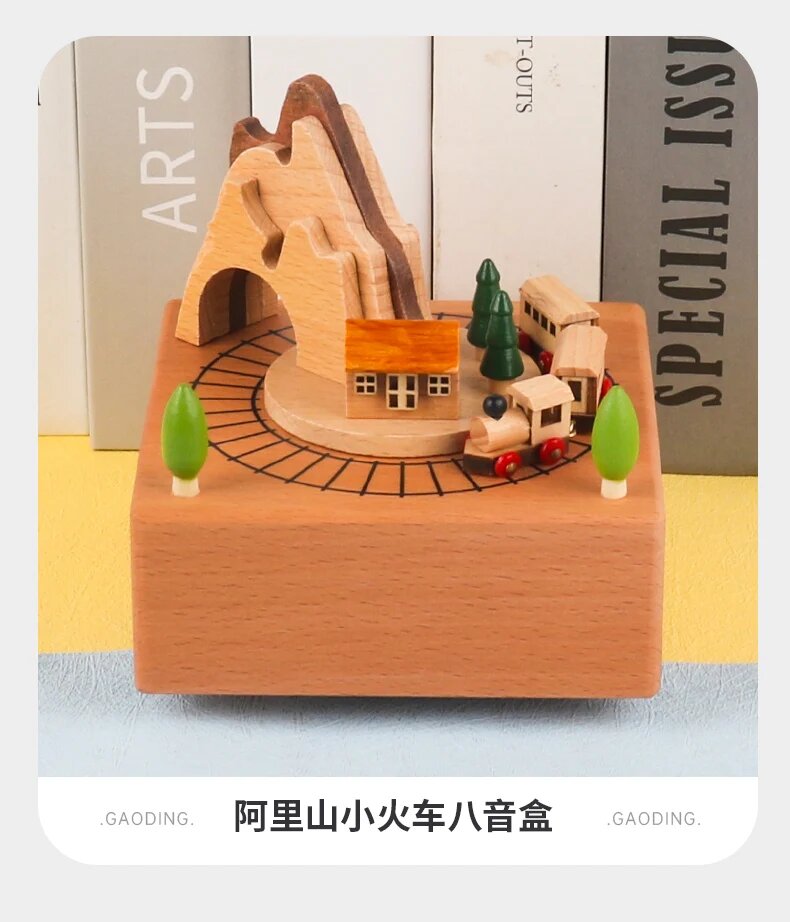 Музыкальная шкатулка-карусель из дерева New Small train