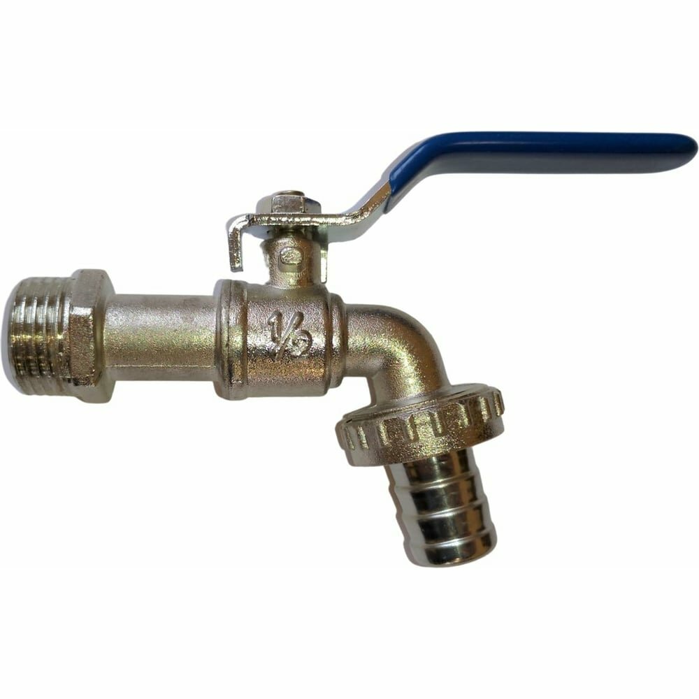 Шаровой кран со штуцером RM 1/2 водоразборный, никелированный ручка VN-CN12