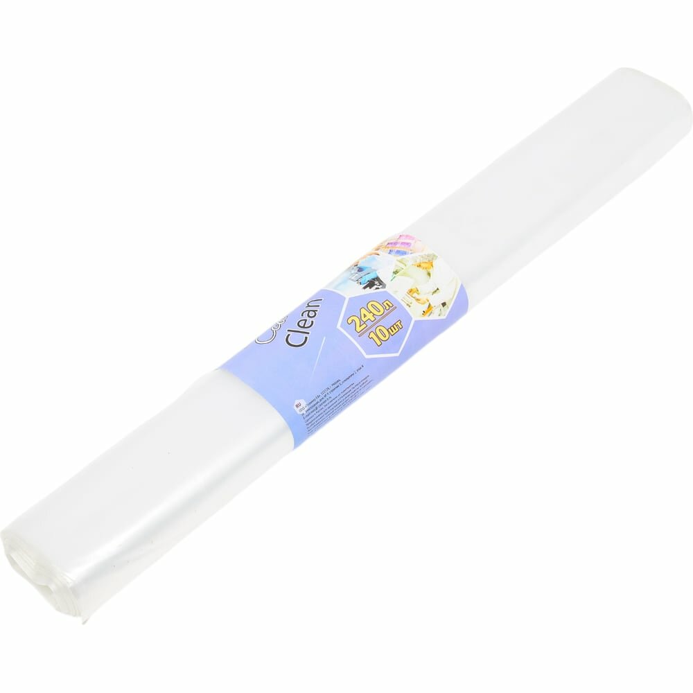 Мешки для мусора Ecoclean прозрачные (10 шт; 240 л; 29 мкм; 88х106 см) Концепция Быта 3415