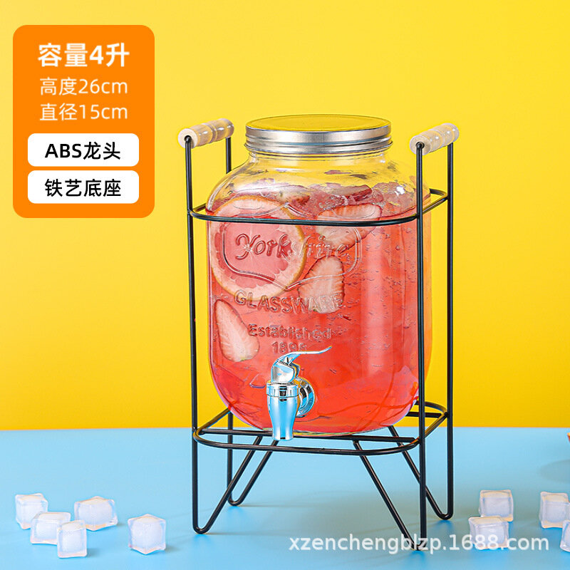 Контейнер для кока-колы с краном, стеклянный контейнер для лимонного сока, контейнер для напитков, контейнер для фруктового чая, барный контейнер для смешивания холодной воды