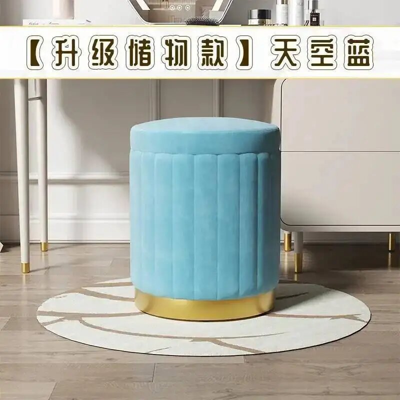 Туалетная скамейка из кремового дерева: каркас табурета и пуфик с приятной для кожи фланелевой тканью, туалетный столик с открытой крышкой для хранения Three Year Warranty