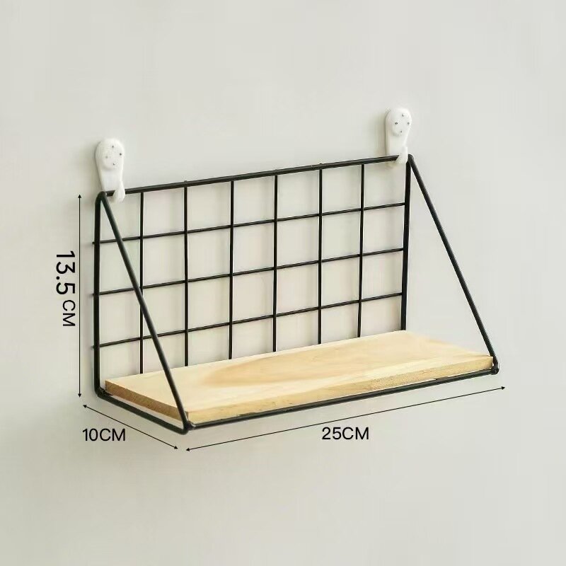 Полка настенная навесная, Стеллаж для хранения вещей, без сверления, 1 шт, черные,25*10*13.5 cm