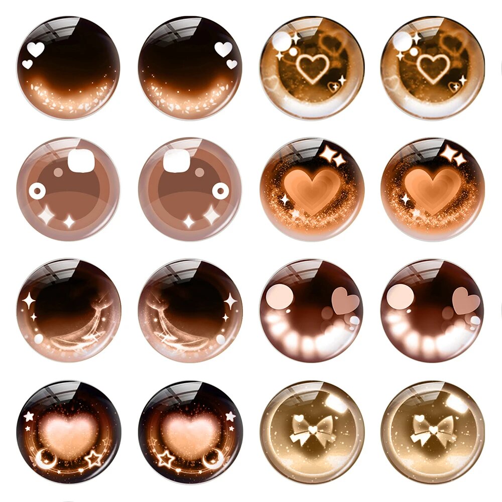 Круглые стеклянные кабошоны сердца 5 шт 14mm--5pairs, 5 pairs--random mix
