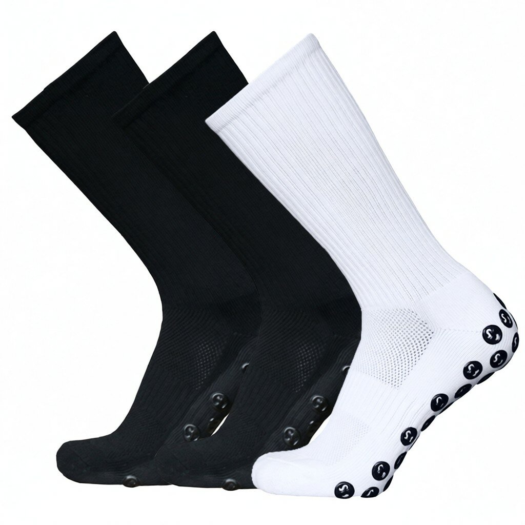 3 Пакета Спортивные Носки Атлетические чулки Антискользящие Быстро высыхающие Футбольные Носки Для Футбола Баскетбола Хоккея Бега Велосипедного Спорта Альпинизма Марфон, Черный/Белый/Красный/Синий, Размер 39-46