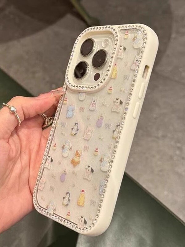 Чехол для iPhone 15 (новая модель), 14, 13, 12, 17 (для Apple 16 Pro Max), в стиле INS, с блестками, полноэкранный, с