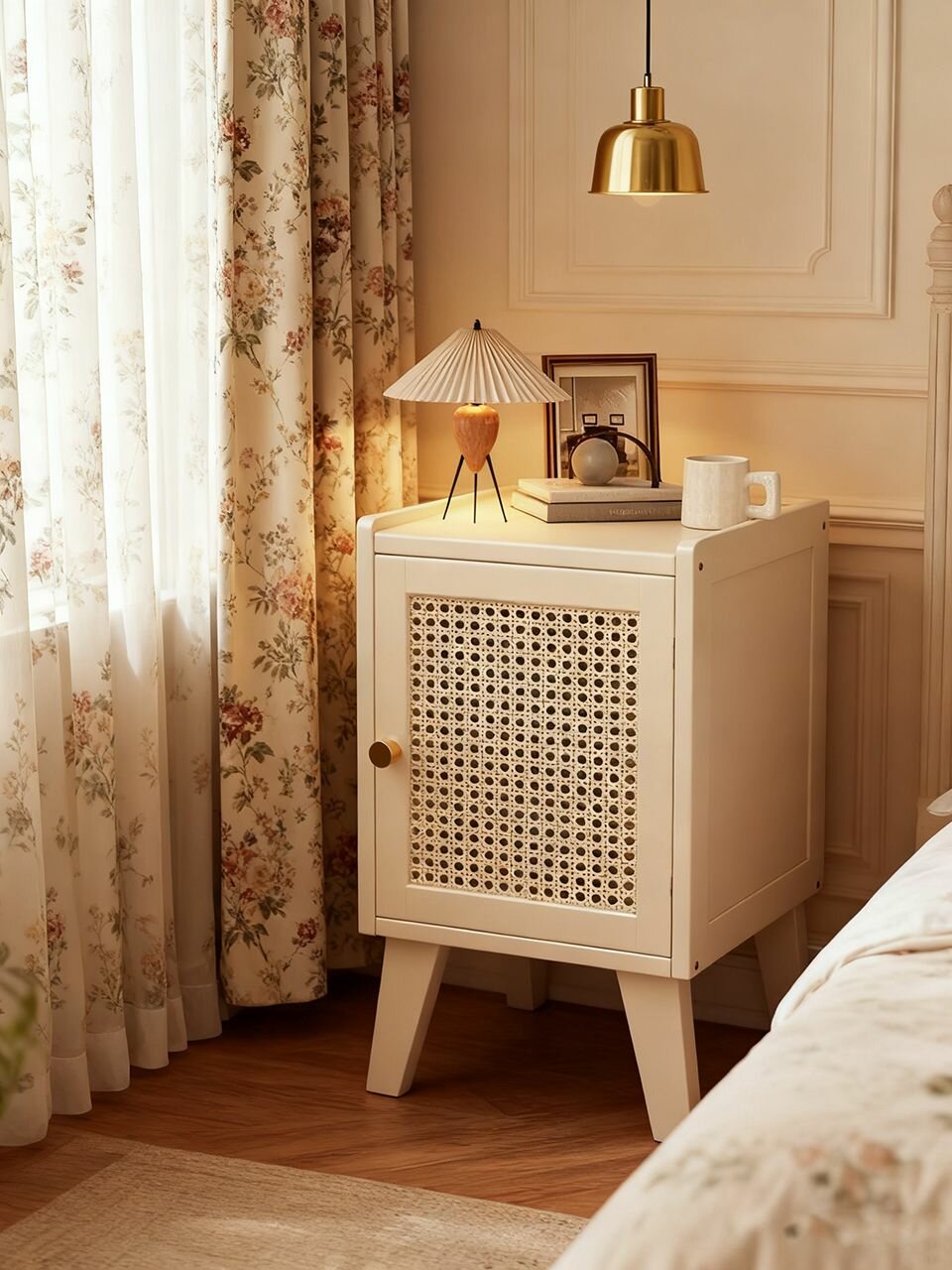 Тумба, Бамбуковая Конструкция, С Пластиковыми Ротанговыми Дверными Упорами