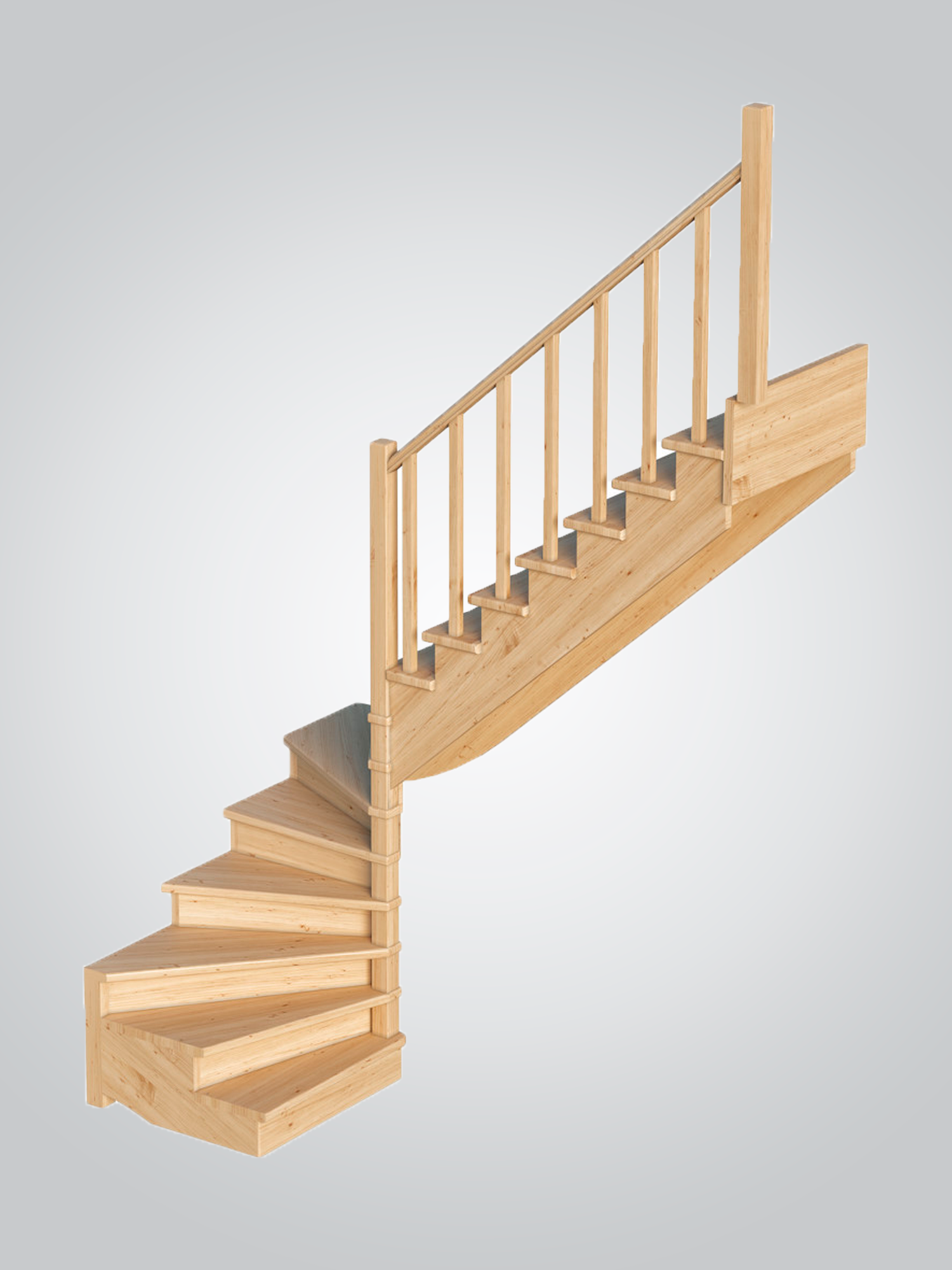 Лестница на второй этаж К-003м/5 Правая с подступенками