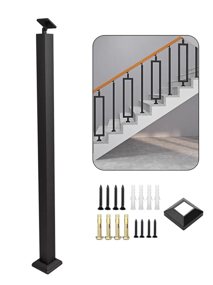 Черные кованые столбы для перил, ограждение для крыльца, лофта и уличных ступеней