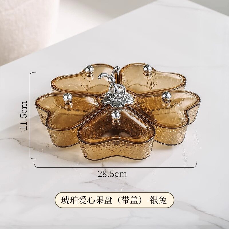 Вращающаяся тарелка для сухофруктов для домашнего использования, тарелка для закусок на кофейном столике в гостиной, новый роскошный стиль, высококачественная тарелка для хранения фруктов
