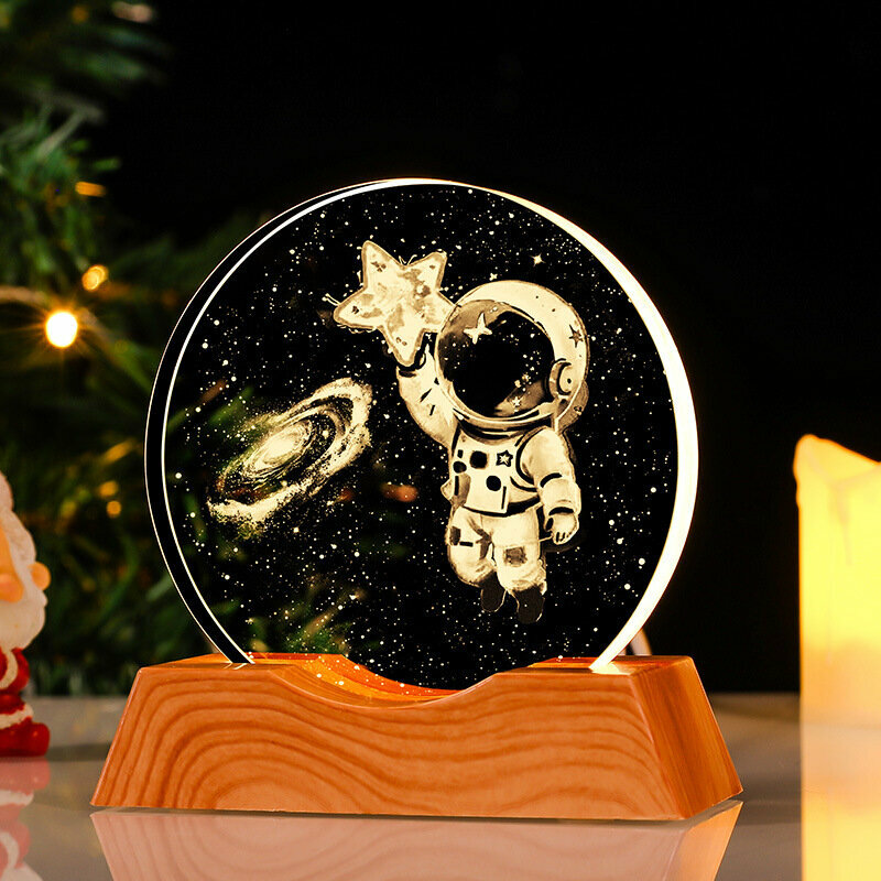 Ночной светильник "Звездное небо", светящийся орнамент, лампа астронавта и планеты, 3D резной кристаллический ремесленный новый настольный светильник для кросс-бордерной торговли