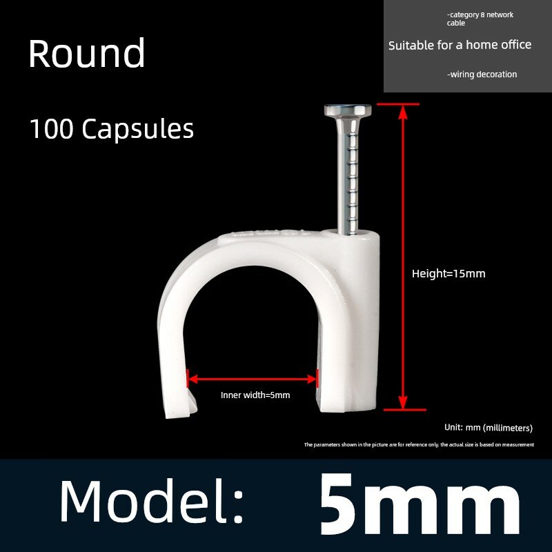 Круглый кабельный зажим для настенного крепления, диаметр 5 мм, упаковка 100 шт. для управления кабелем, внутреннее