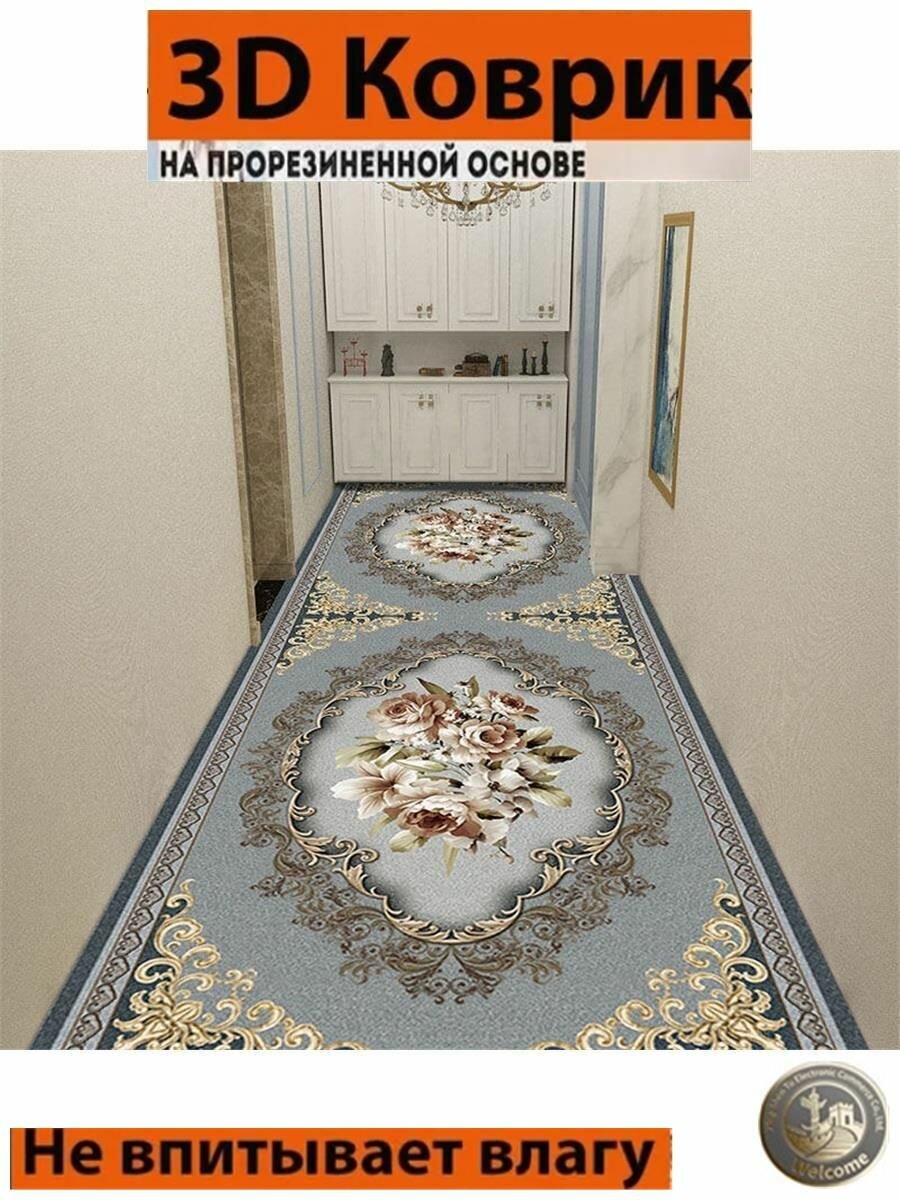 Ковер дорожка орхидеи на досках 100x100 см