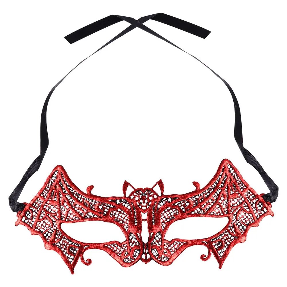 Кружевная маска летучей мыши красного цвета для праздничного косплея и маскарада