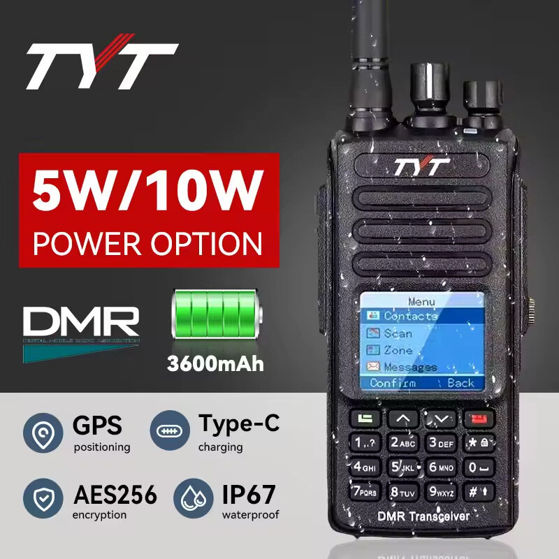 Цифровая портативная рация TYT MD-UV390 PLUS (10 Вт) с модулем GPS шифрование AES256 зарядный порт TYPE-C