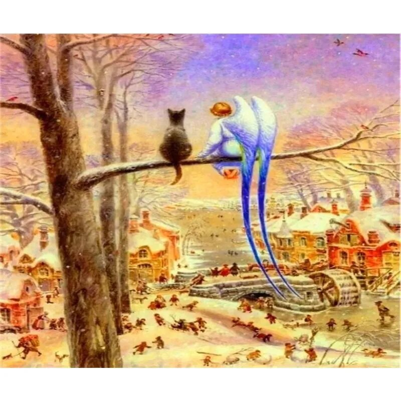 Алмазная Мозаика "Коты Художника Владимира Румянцева" 30x40 См, Безрамная, Идеальна Для Дома, Украшения, Подарков.