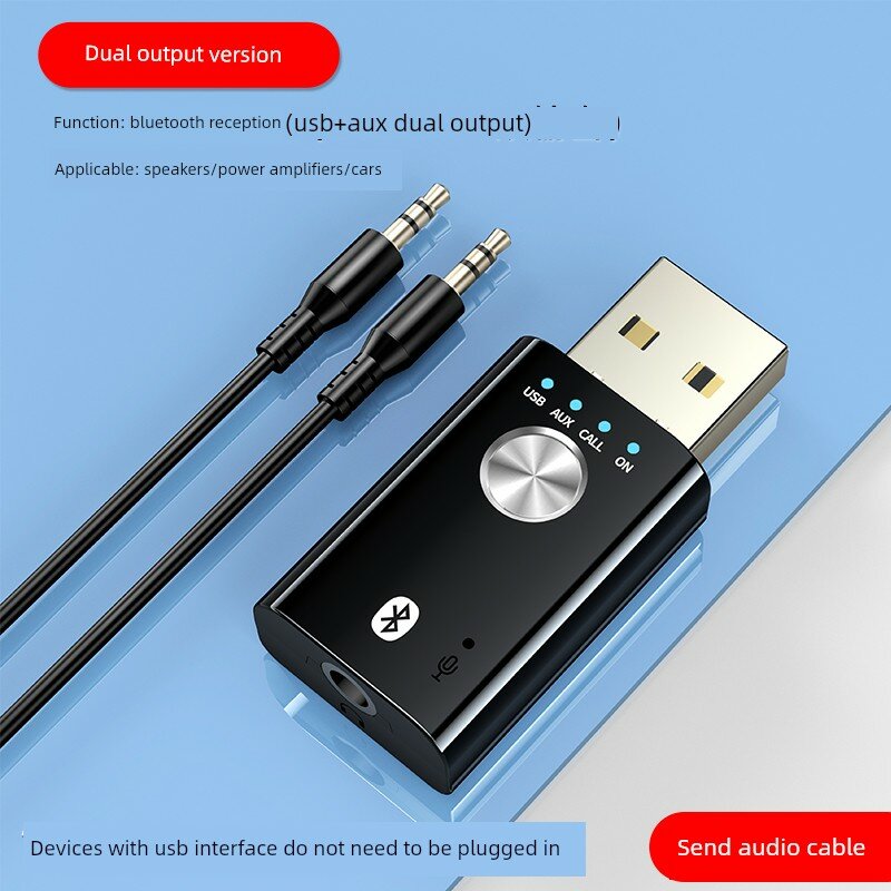 USB Bluetooth-приемник 5.1 для автомобиля, FM-трансмиттер, адаптер, усилитель для наушников и колонок 3,5 мм, низкий