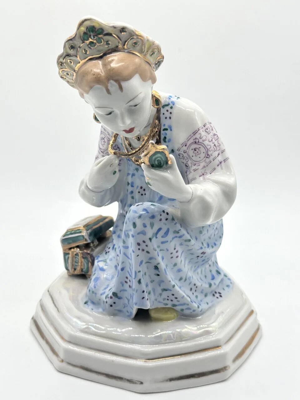 Статуэтка СССР Малахитовая шкатулка лфзи винтажная с реставрацией!