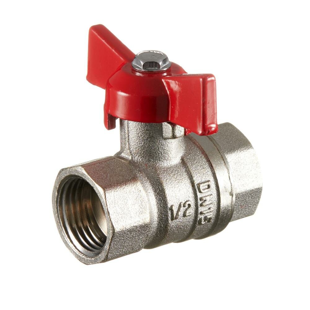 Кран шаровой латунный Valtec 1/2 ВР(г) х 1/2 ВР(г) полнопроходной бабочка прямой (VT.122. N.04)