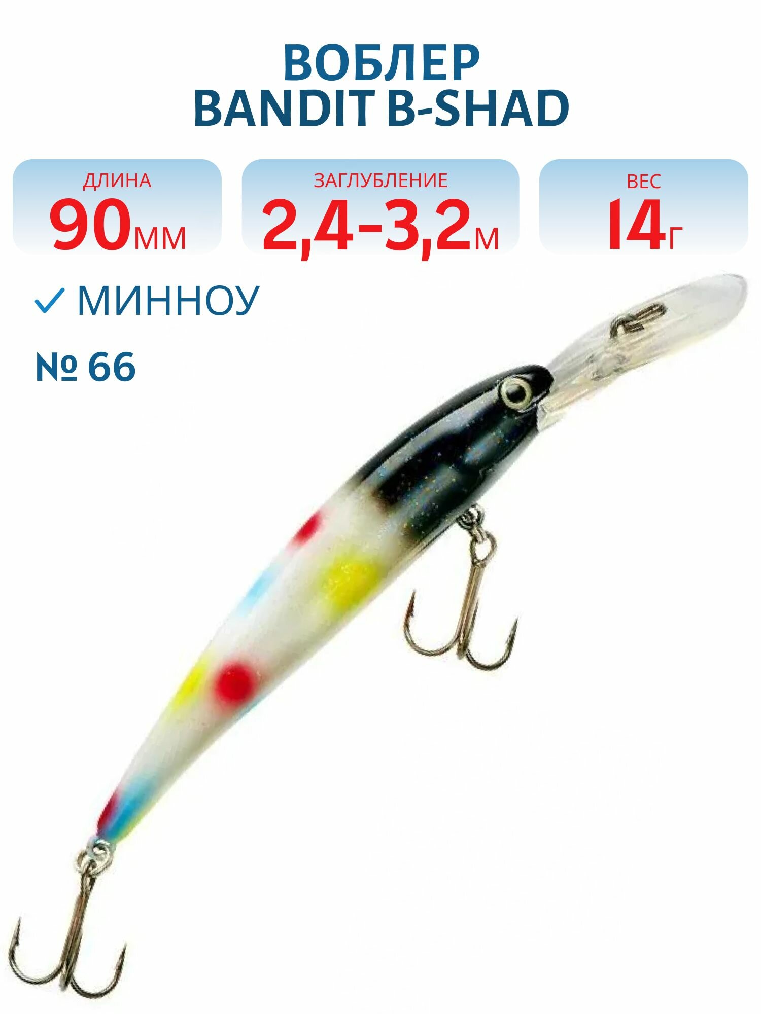 Воблер BANDIT B-SHAD, 14 гр, цвет 66