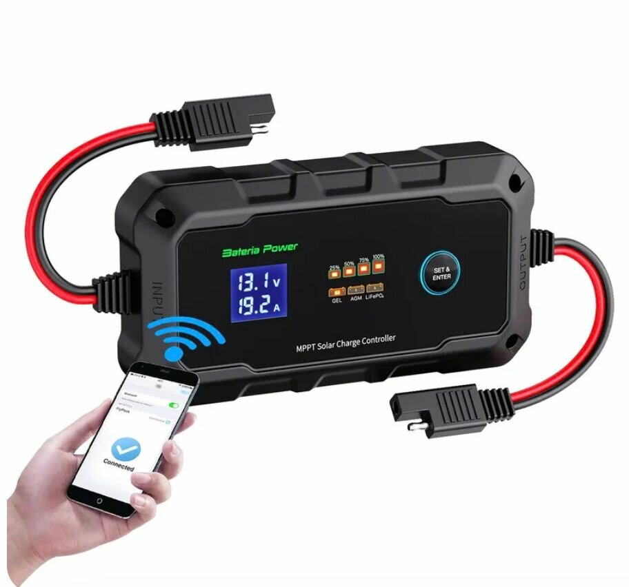 20A 12V/24V MPPT беспроводной солнечный контроллер заряда, Bateria Power интеллектуальный регулятор солнечной панели 20 Amp BT APP