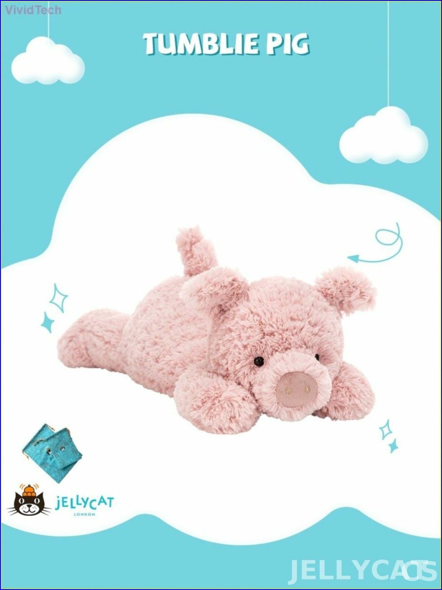 Эксклюзивный плюшевый поросенок Tumblie Pig Jellycat