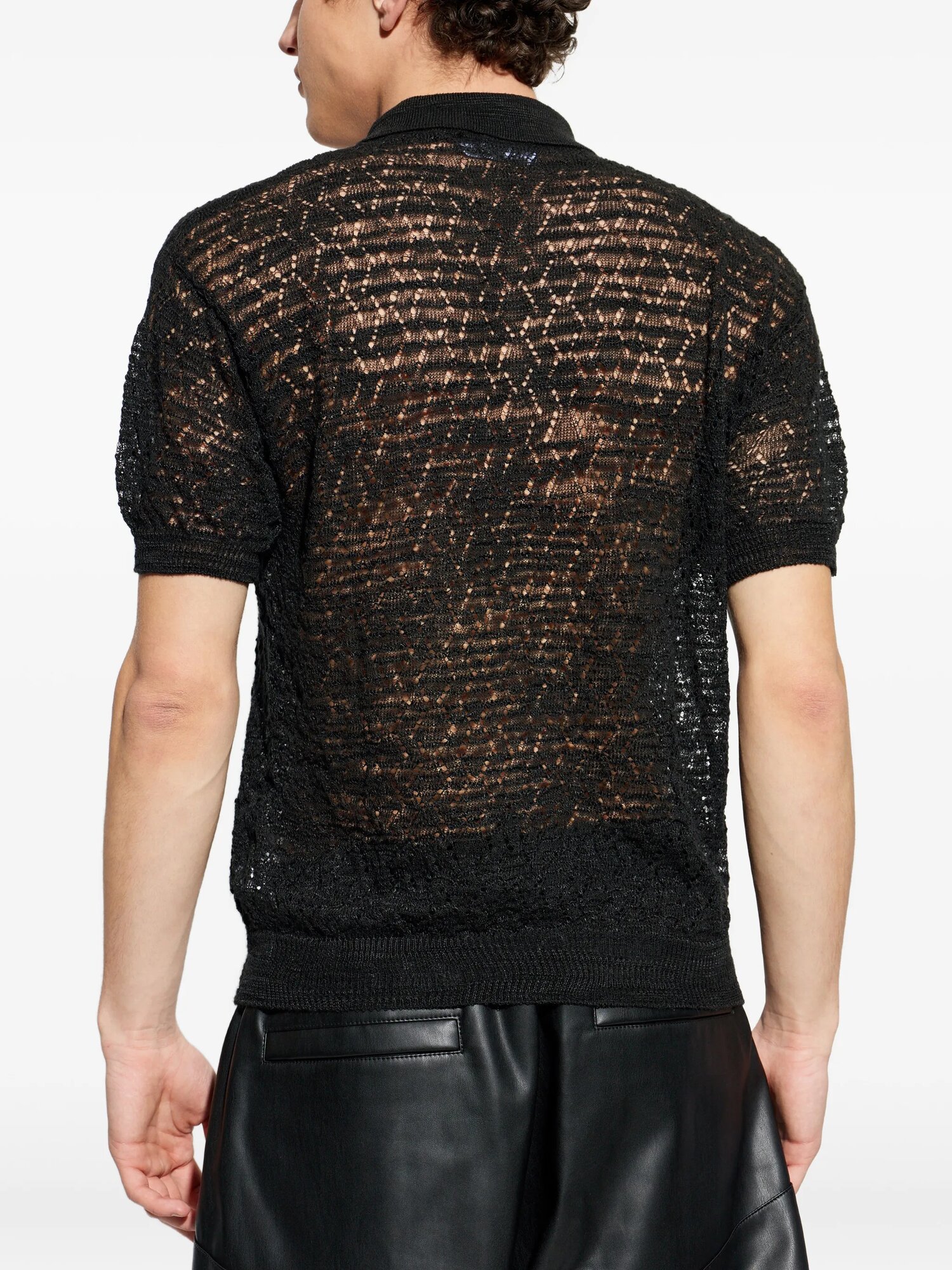 Рубашка DSQUARED2 Button-up open-knit shirt, размер M, черный — фото 1