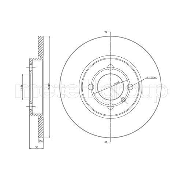 METELLI 23-0122 (34111154747 / 34116752434) диск тормозной metelli (BMW (БМВ) 3 e30) (Комплект 2 штуки)