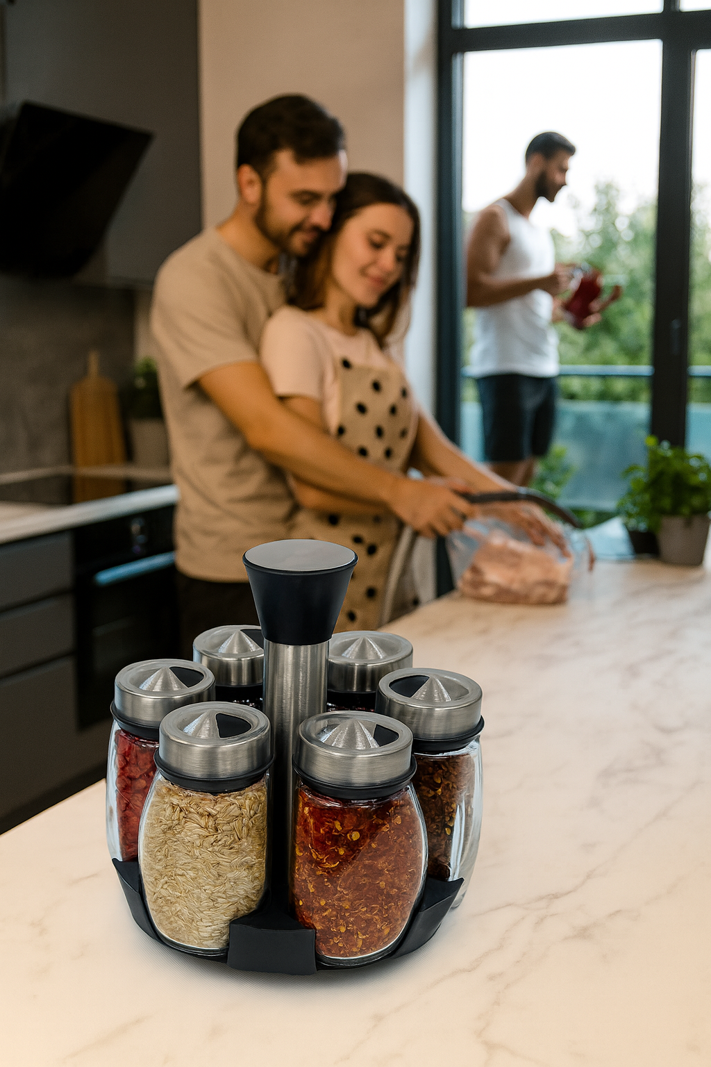 Набор специй 7 шт для кухни, крупные ароматные банки