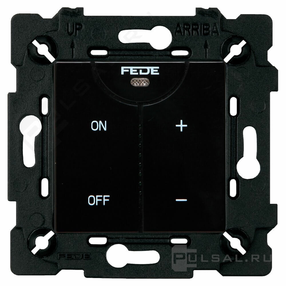 Светорегулятор (диммер) с монтажным супортом 40-600 Вт FEDE без подсветки сенсорный с возможностью управления с 2-х мест пластмасса черный