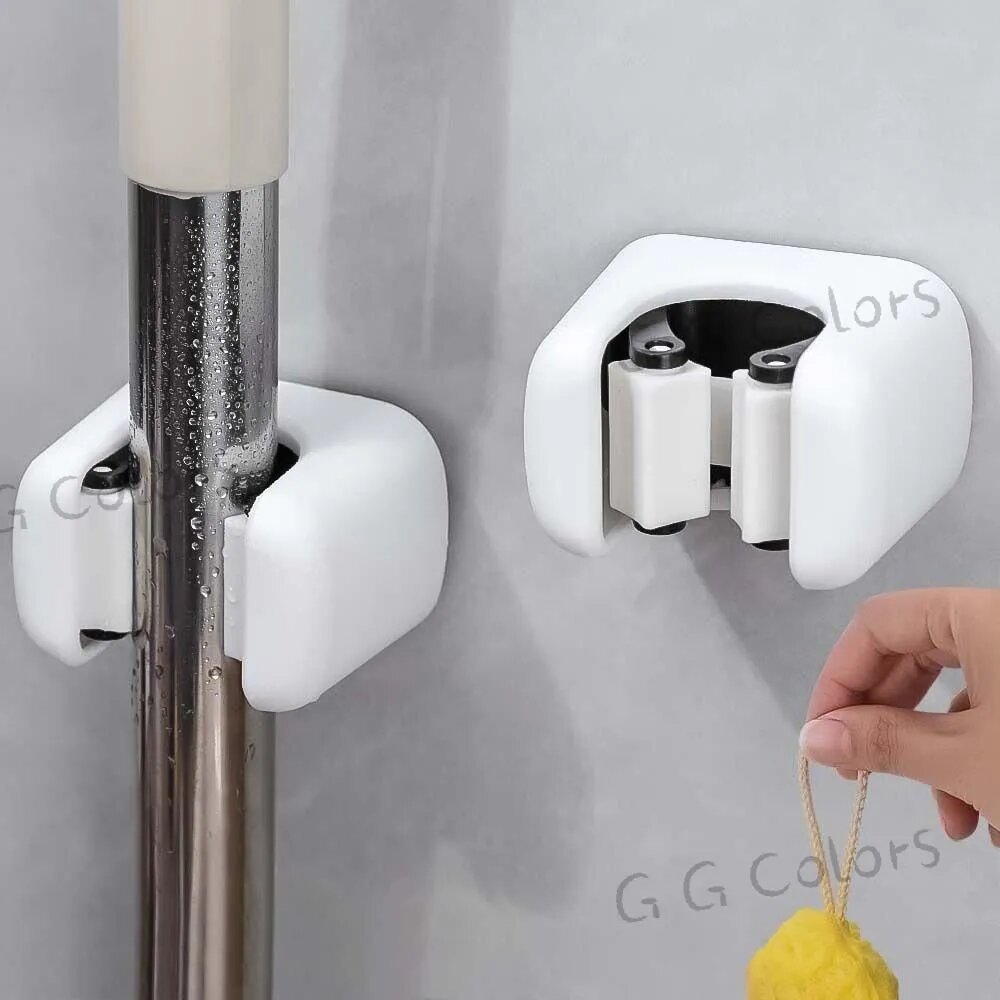 Настенный держатель для швабры, полипропилен, цвет белый, 1 шт