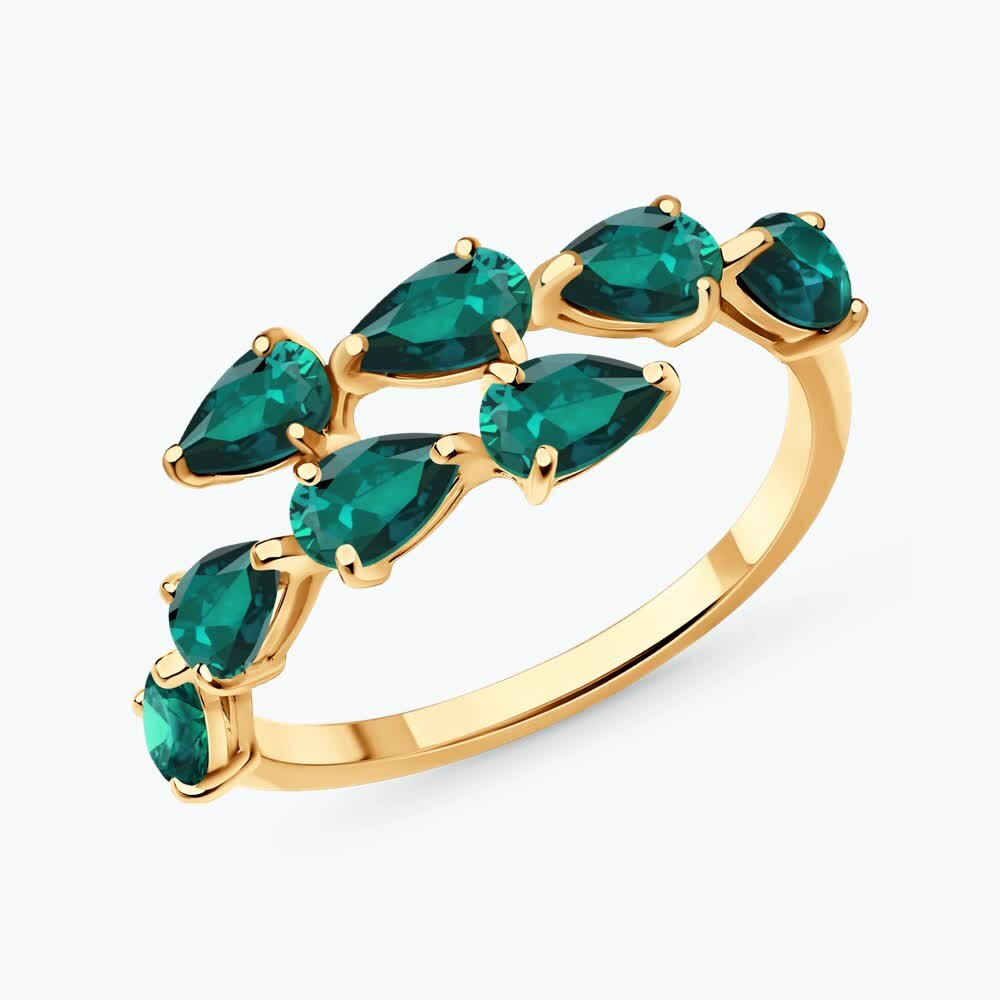 Перстень, красное золото, 585 проба, изумруд